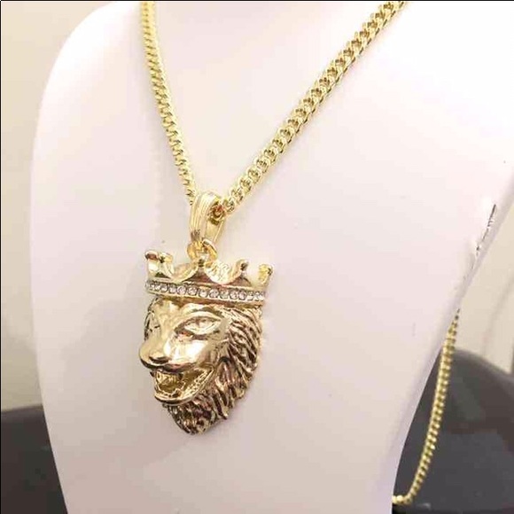 Accessories | 14k Gold Iced Out Hip Hop Lion Face Charm Chain | Poshmark